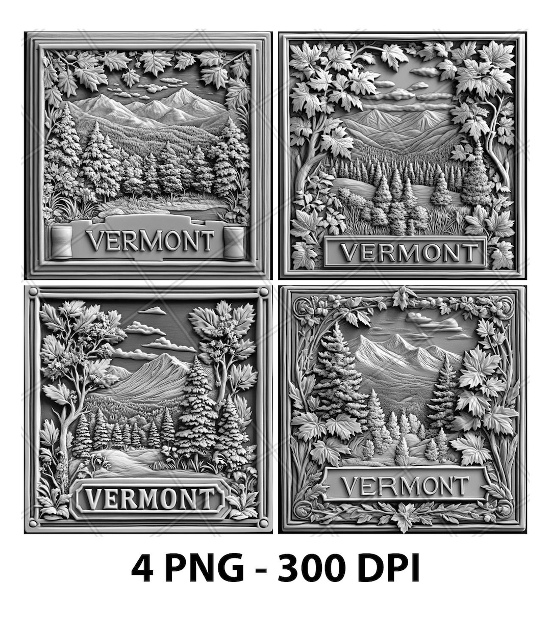 Vermont USA Maple Tree Foliage Laser Engraving File Slate PNG Coaster ...