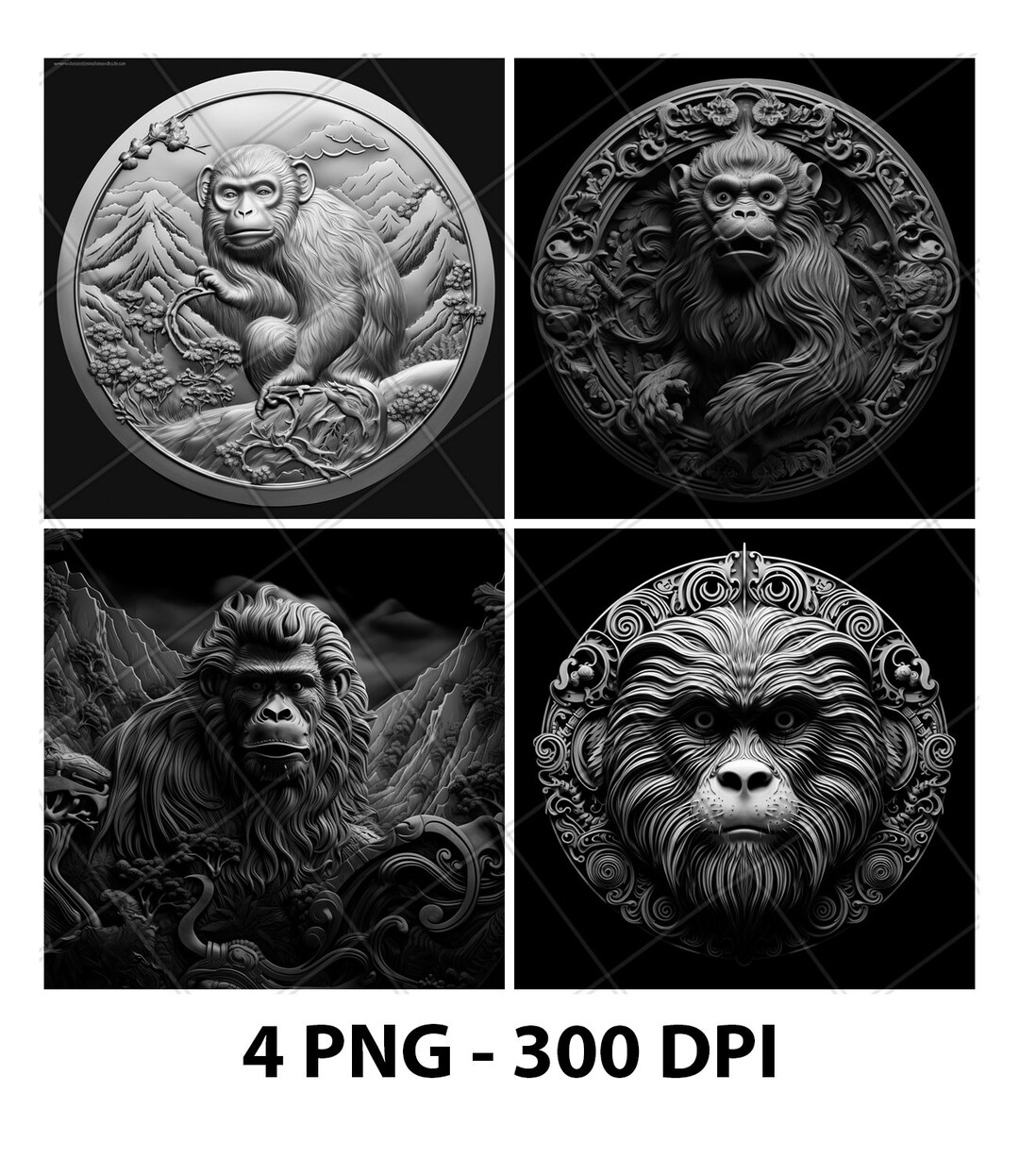 Zodiac Monkey Laser Engrave File PNG Monkey Laser File Monkey Slate ...