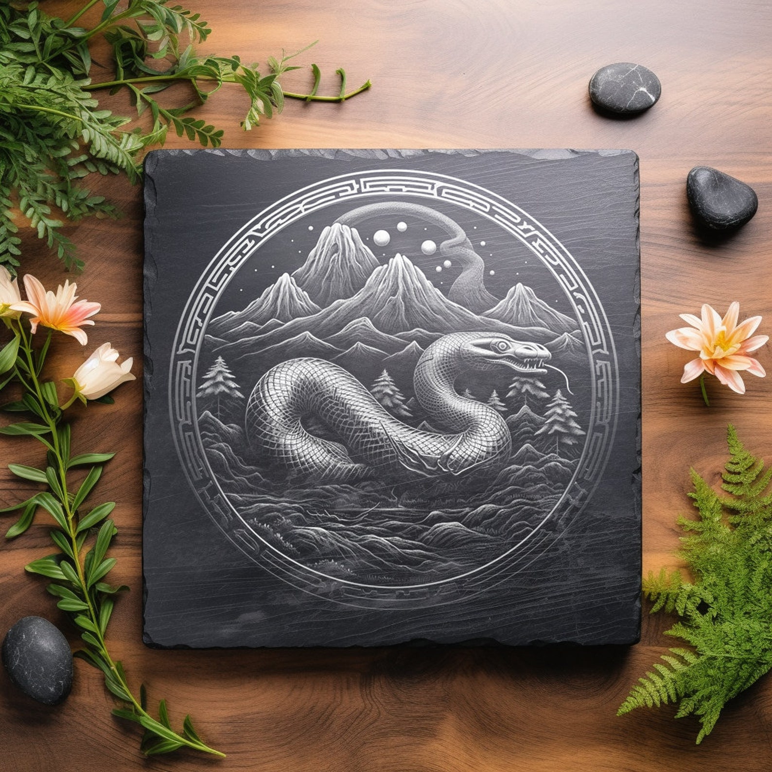 Zodiac Snake Laser Engrave File PNG Snake Laser File Snake Slate File ...