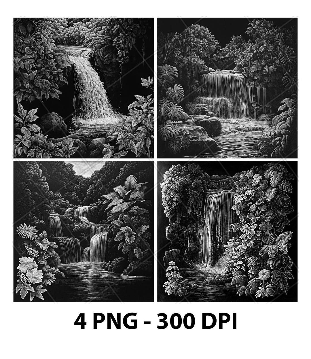 Waterfalls Laser Engrave File PNG Waterfalls Laser File Waterfalls ...