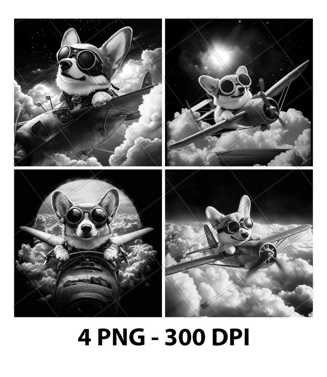 Corgi Dog Pilot Warplane Googles Fly Laser Engrave File PNG Corgi Laser ...