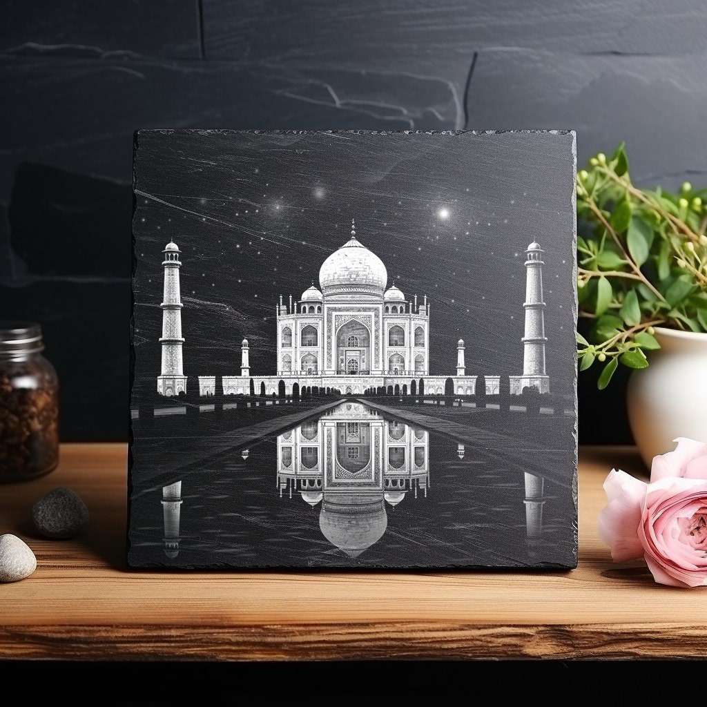 Taj Mahal Palace PNG Laser Engrave File Slate Illusion CNC Wood Black ...