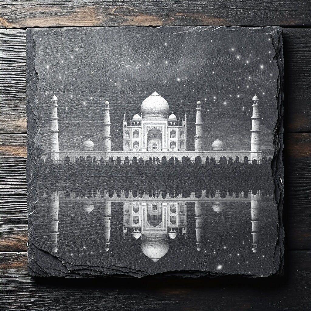 Taj Mahal Palace PNG Laser Engrave File Slate Illusion CNC Wood Black ...