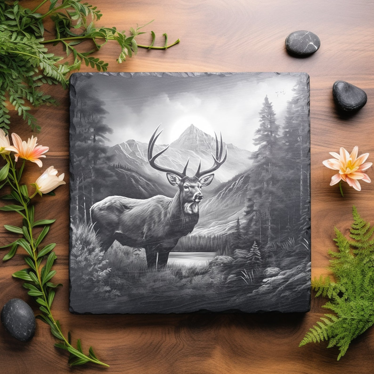 Deer Buck Laser Engraved File PNG Buck Laser File Buck Slate File Buck ...