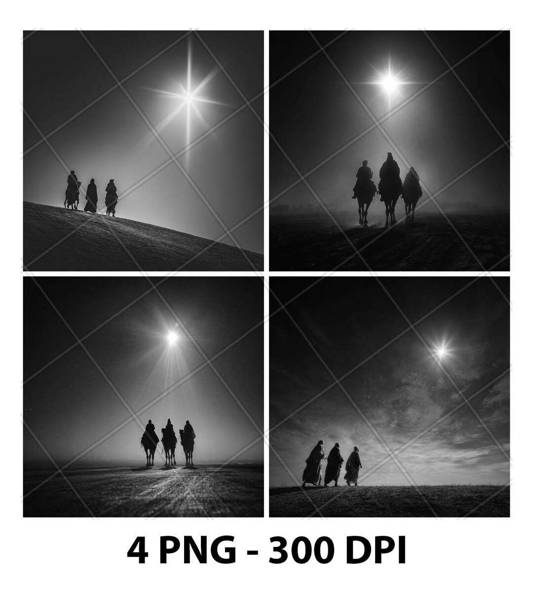 3 Kings Following Star Laser Engrave File PNG Christmas Laser Christmas ...