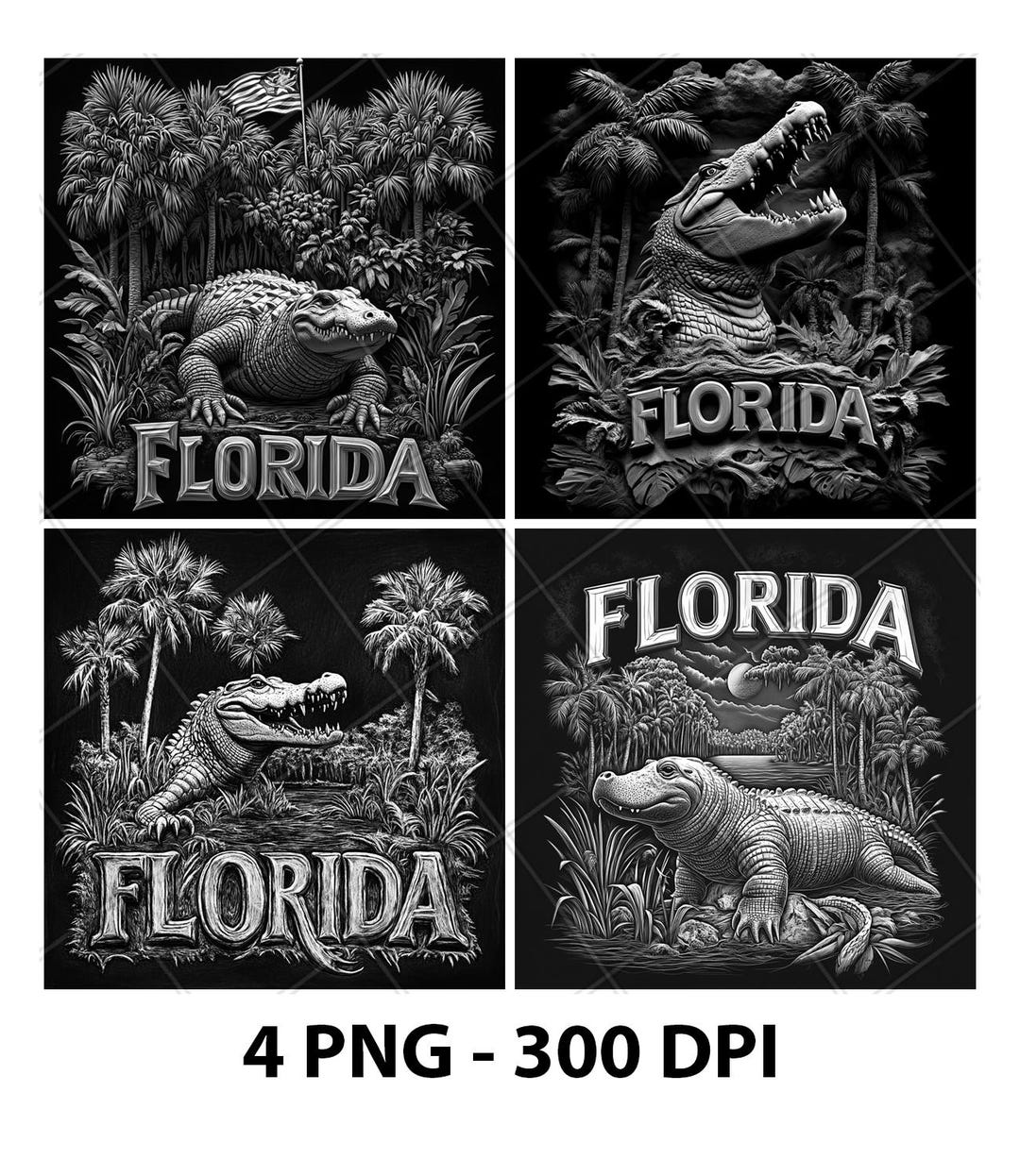Florida USA Alligator Palm Trees Laser Engrave File PNG Florida Laser ...
