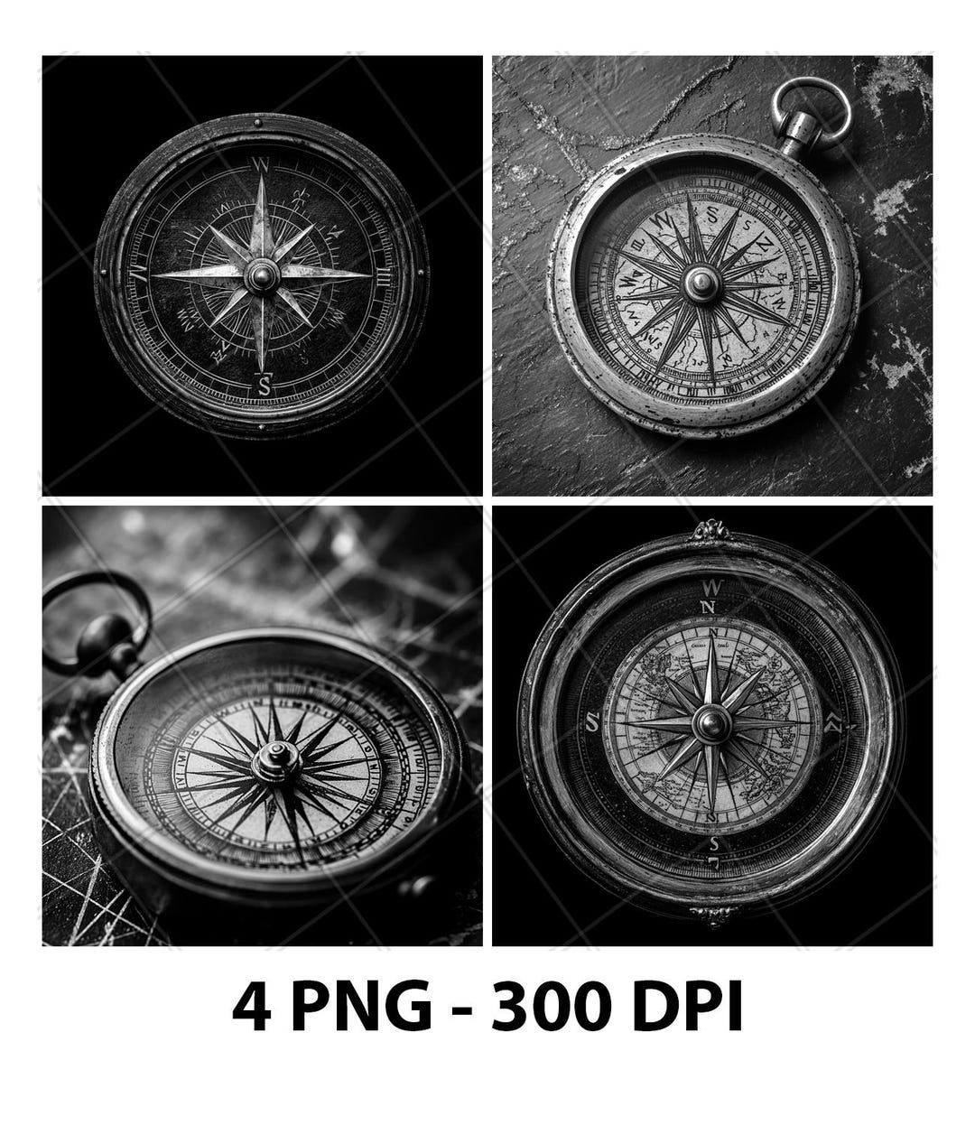 Antique Compass Old Classic Laser Engrave File PNG Compass Laser ...