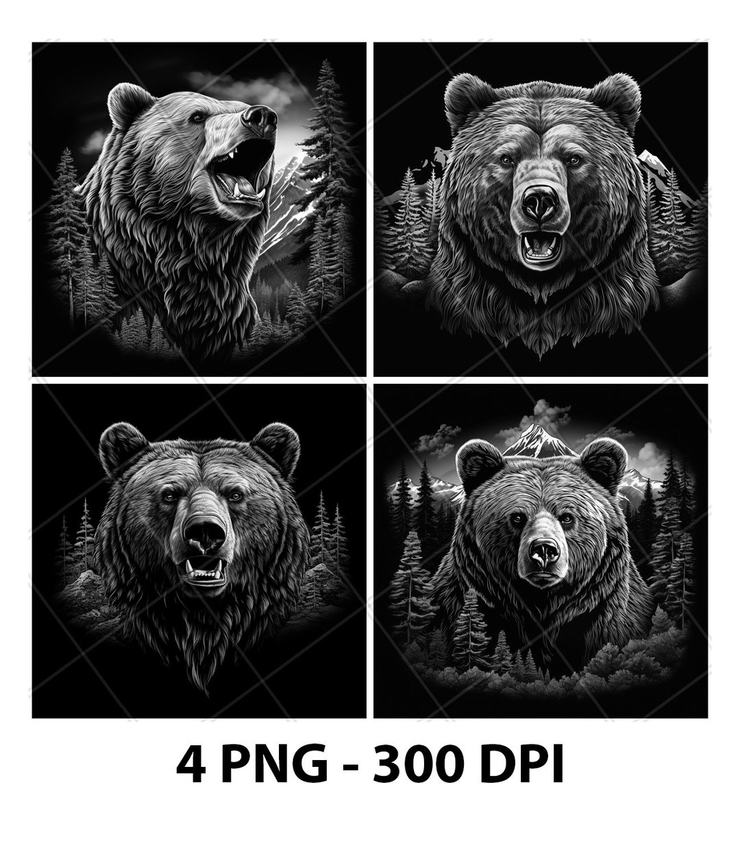 Grizzly Bear Laser Engrave File PNG Bear Laser File Bear Slate File ...