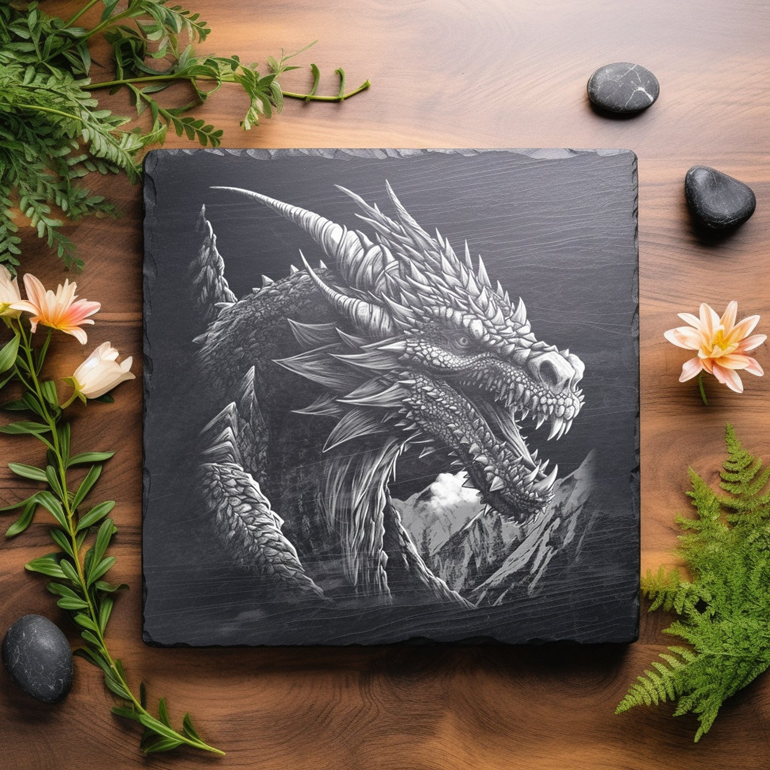 Dragon Laser Engrave File PNG Dragon Laser File Dragon Slate File ...