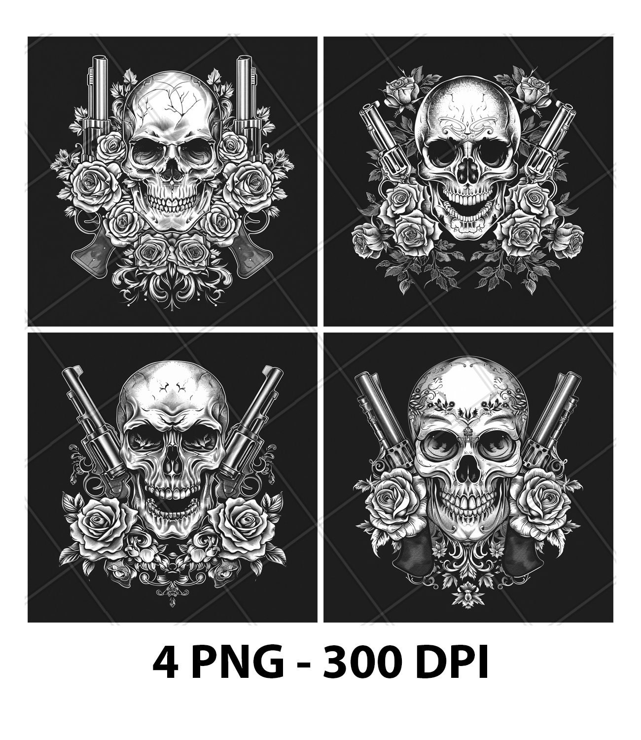 Skull Guns Roses Laser Engrave File PNG Skull Laser File Skull Slate ...