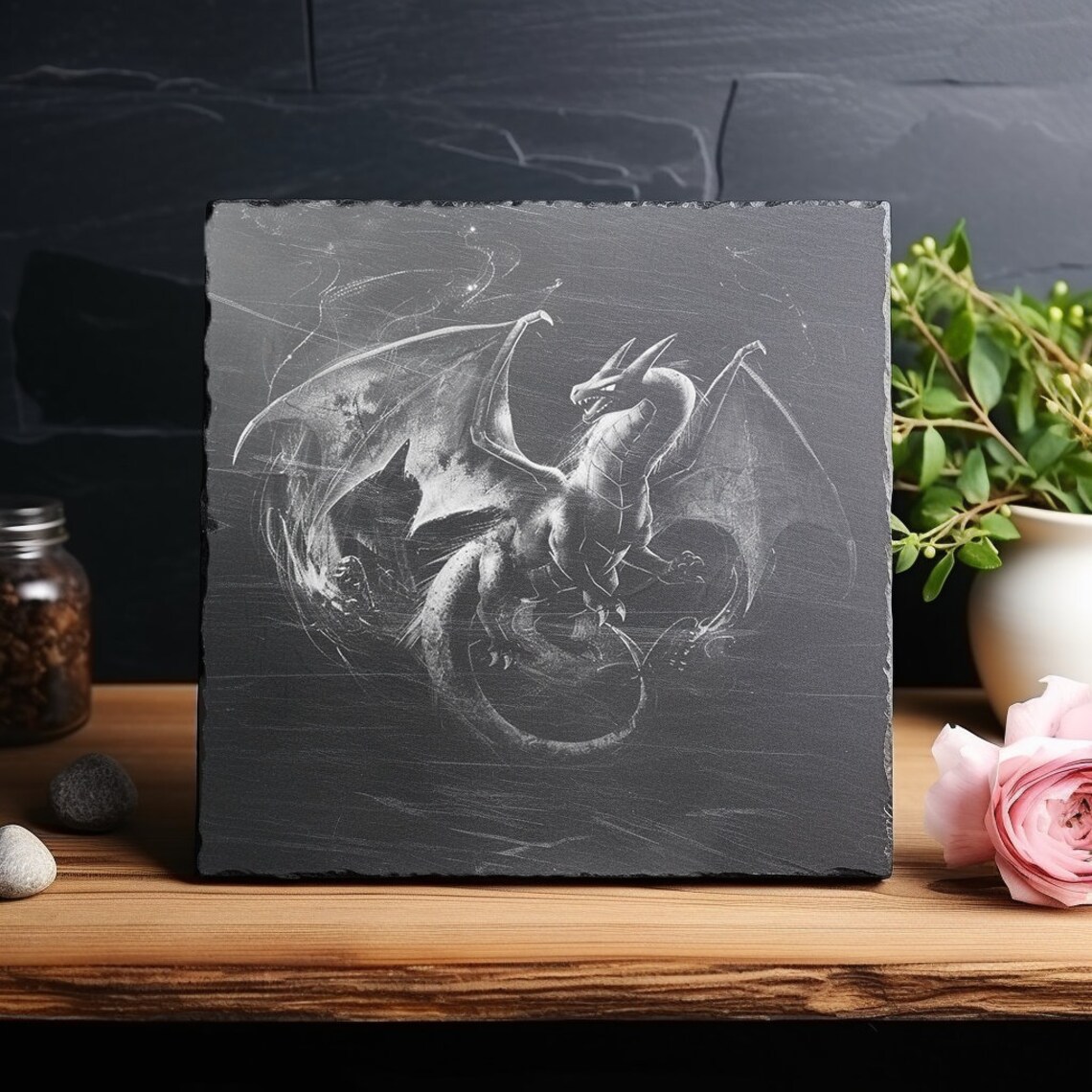 Dragon Laser Engrave File PNG Dragon Laser File Dragon Slate File ...