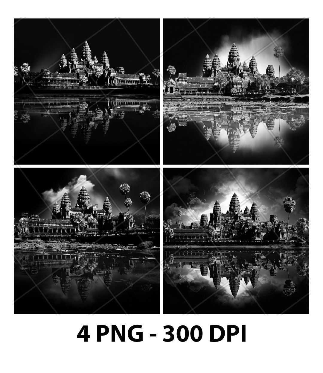 Angkor Wat Shrine PNG Laser Engrave File Slate Illusion CNC Wood Black ...