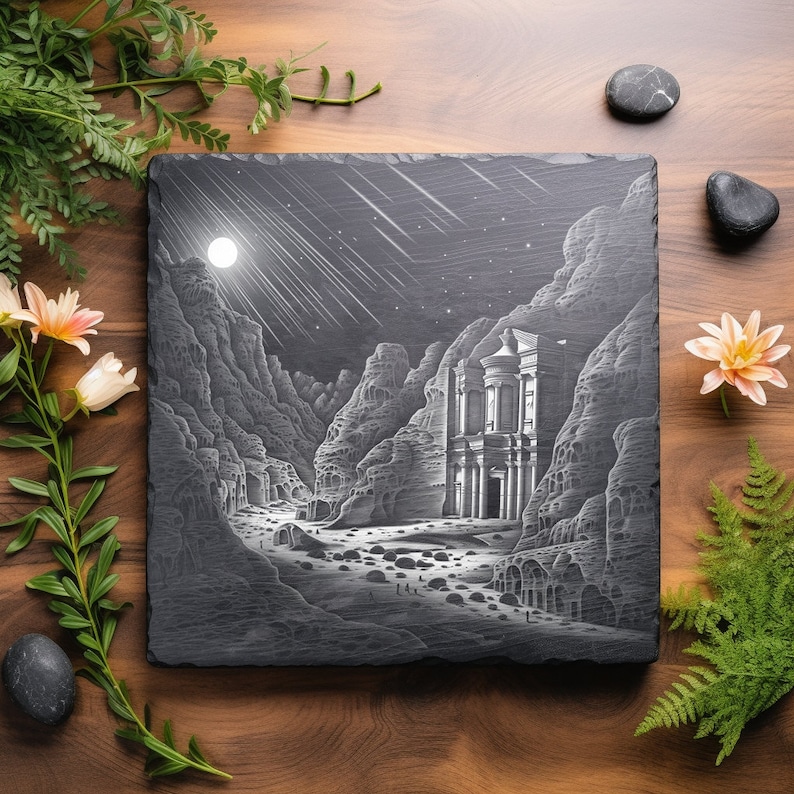 Petra Jordan PNG Laser Engraved File Slate Illusion CNC Wood Black ...