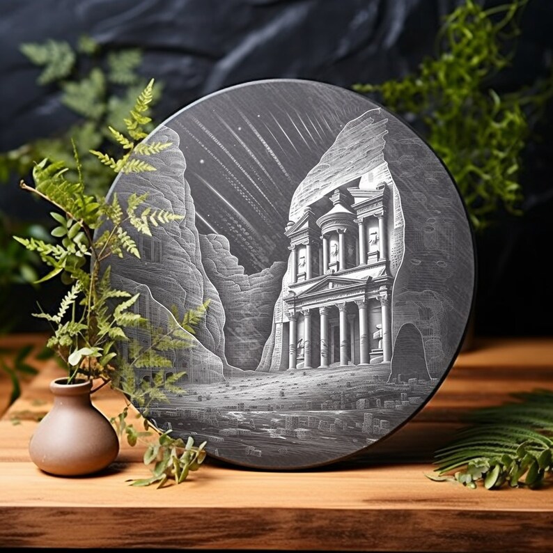 Petra Jordan PNG Laser Engraved File Slate Illusion CNC Wood Black ...