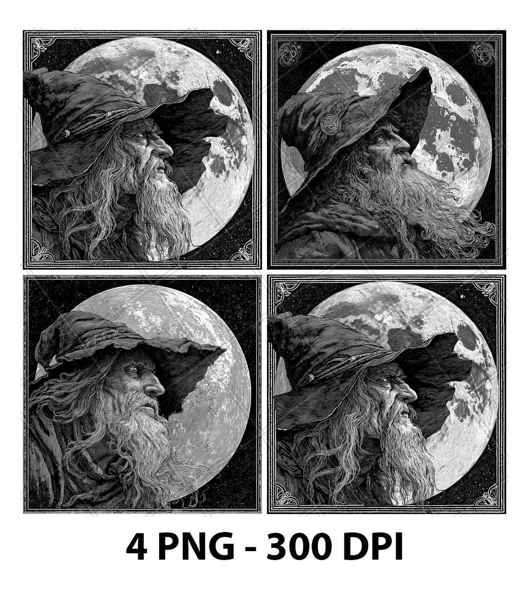 Old Wizard Ancient Sorcerer Laser Engraved File PNG Wizard Laser Wizard ...