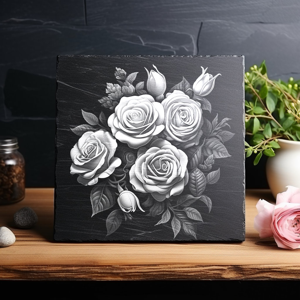 Roses Laser Engrave File PNG Roses Laser File Roses Slate File Roses ...