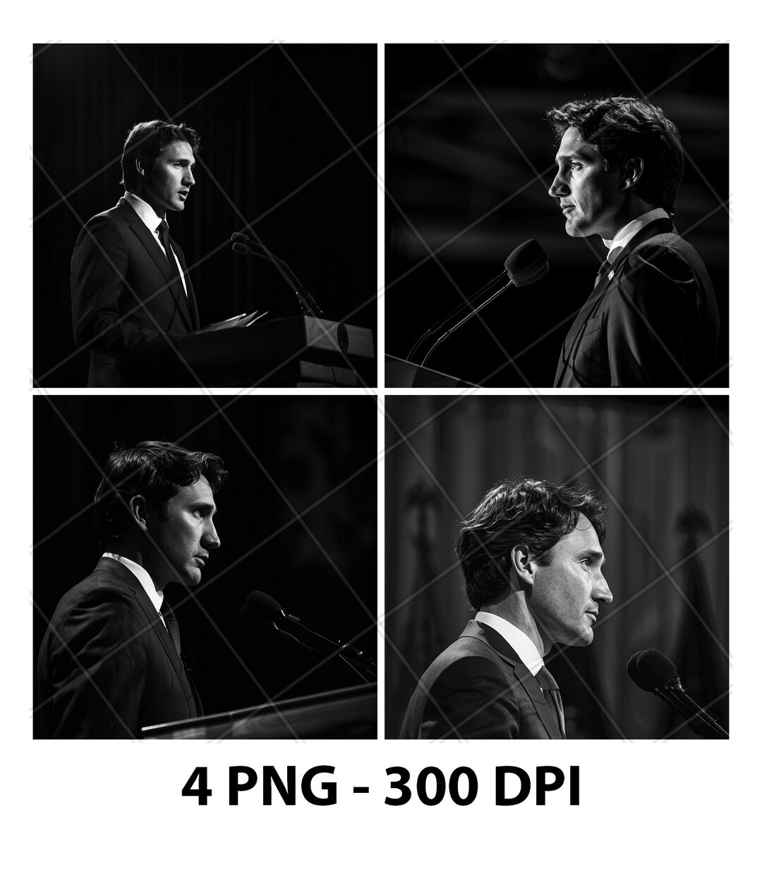 3D Justin Trudeau PNG Laser Engrave File Slate Illusion CNC Wood Black ...