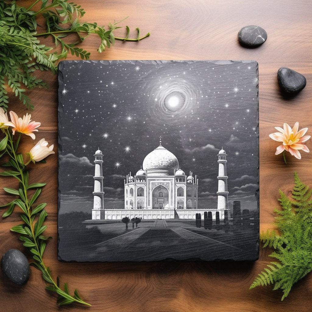 Taj Mahal Palace PNG Laser Engrave File Slate Illusion CNC Wood Black ...