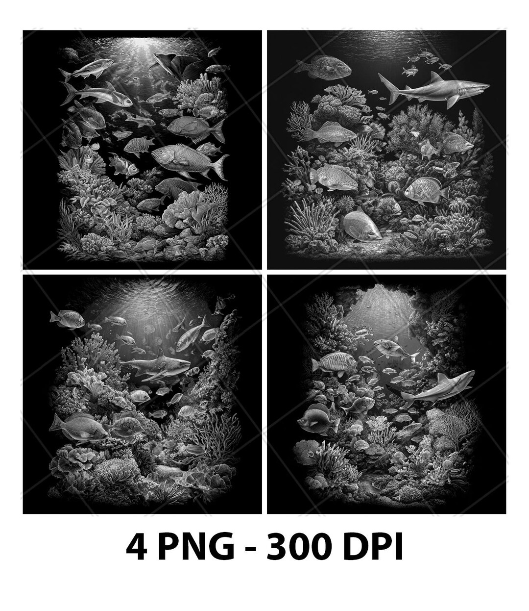 Deep Sea Marine Life Laser Engrave File PNG Deep Sea Laser Deep Sea ...