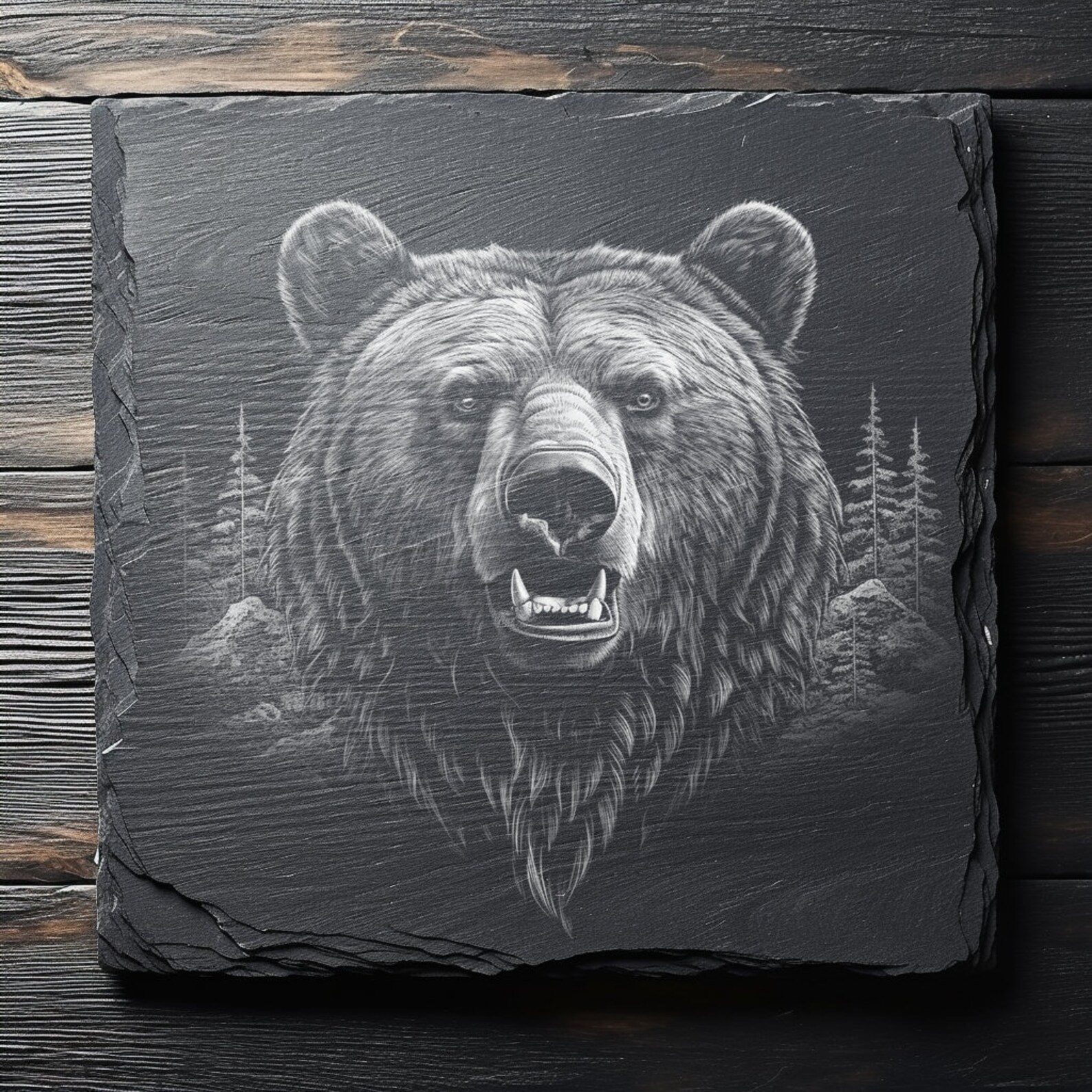Grizzly Bear Laser Engrave File PNG Bear Laser File Bear Slate File ...