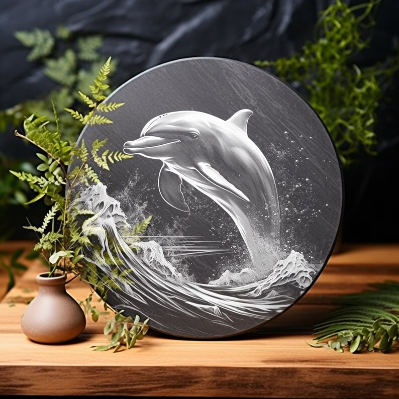 Dolphins Laser Engrave File PNG Dolphins Laser File Dolphins Slate File ...