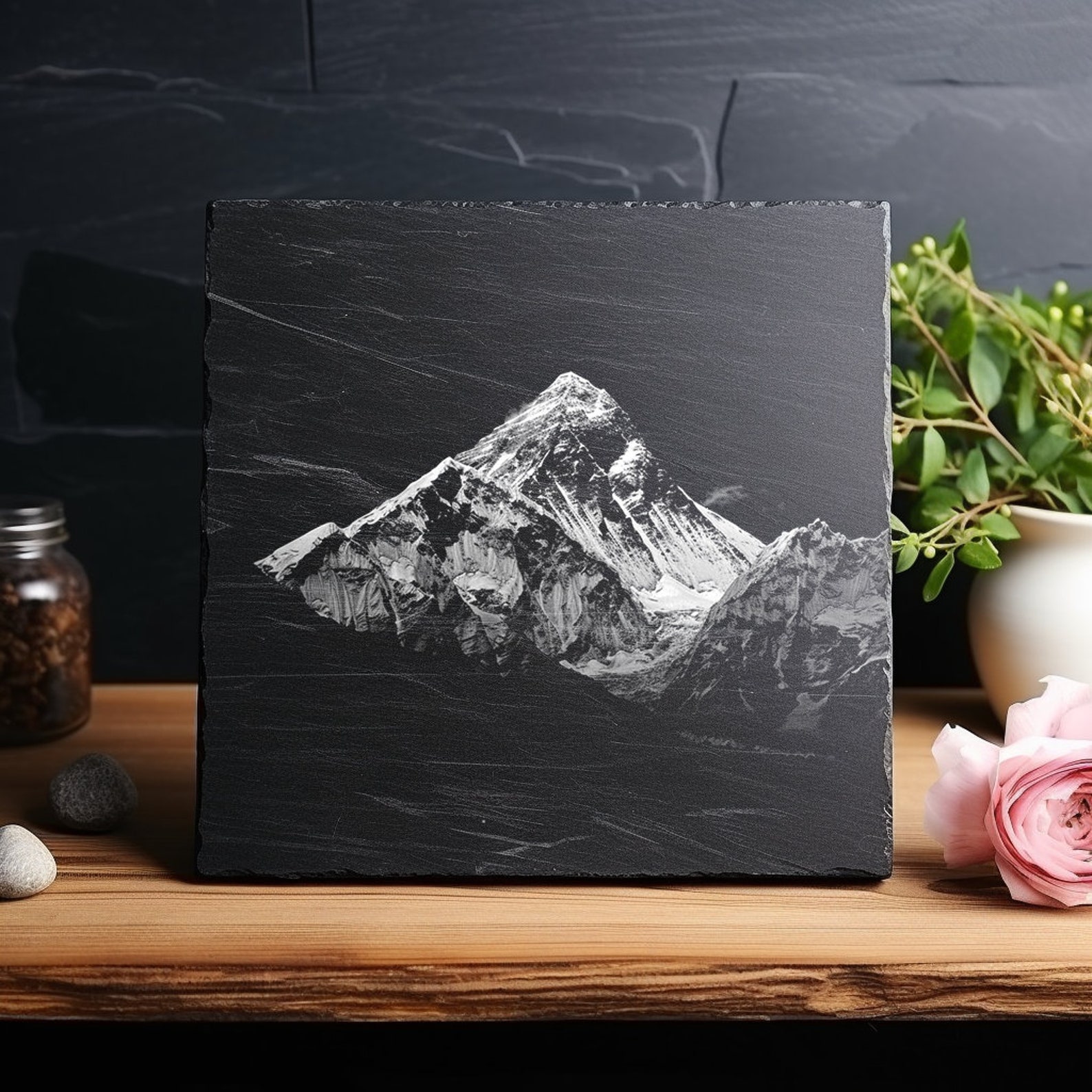 Mt Everest Laser Engraved File PNG Everest Laser File Everest Slate ...