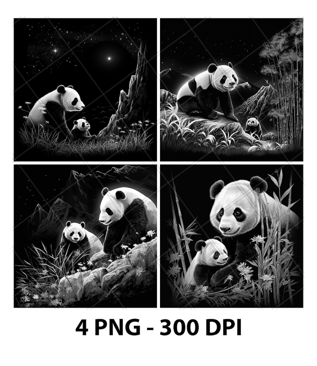 Panda Bear Laser Engrave File PNG Pandas Laser File Pandas Slate File ...