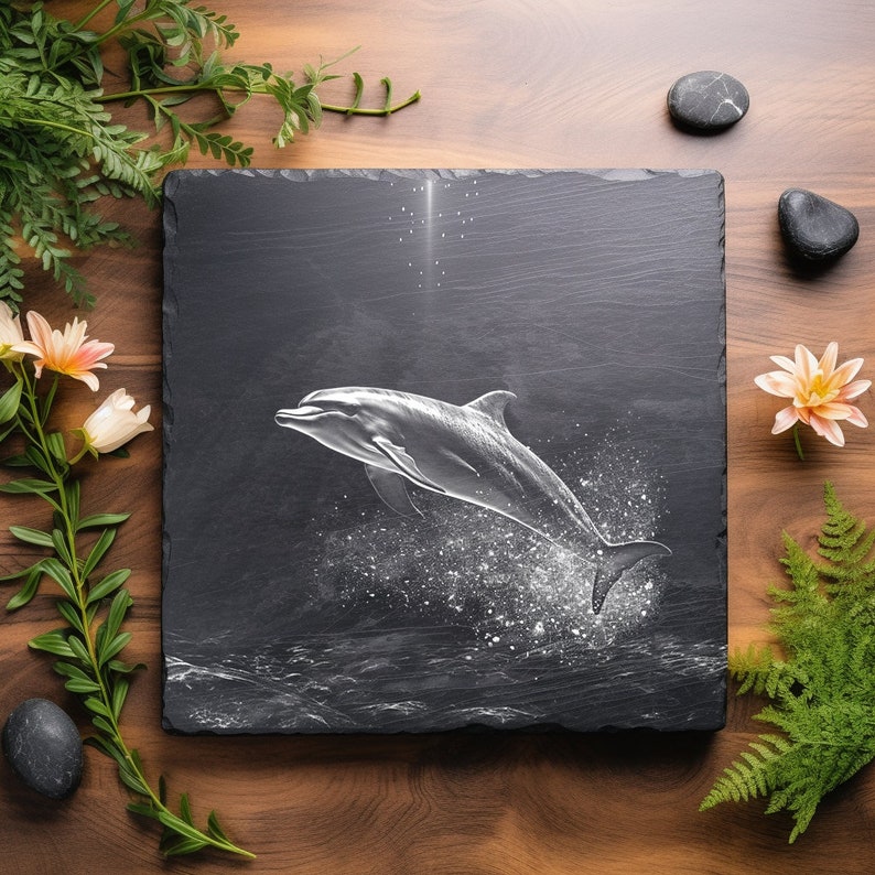 Dolphins Laser Engraved File PNG Dolphins Laser File Dolphins Slate ...