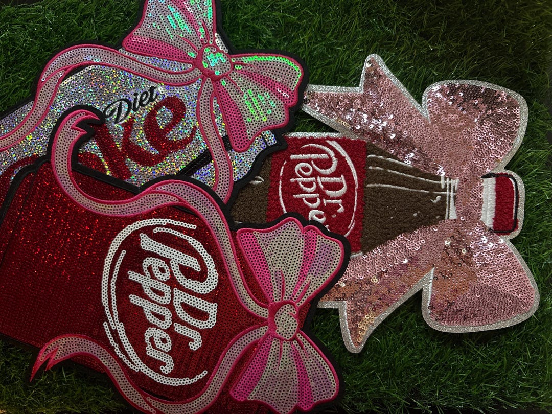 Soda Pink Bow Coquette Patch, Cute Pink Soda Drink Heat Patch ...