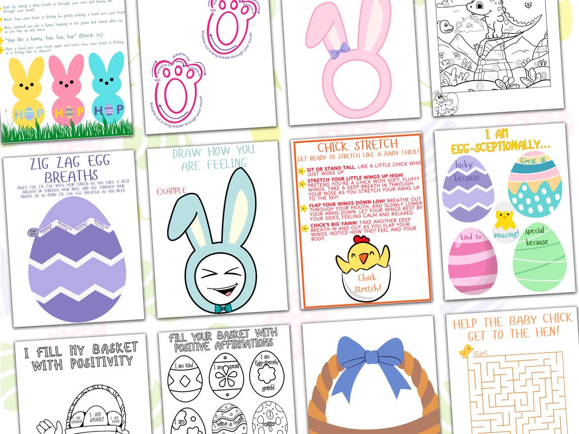 Easter Coping Activity Bundle for Kids-bunny Activities With Coloring ...