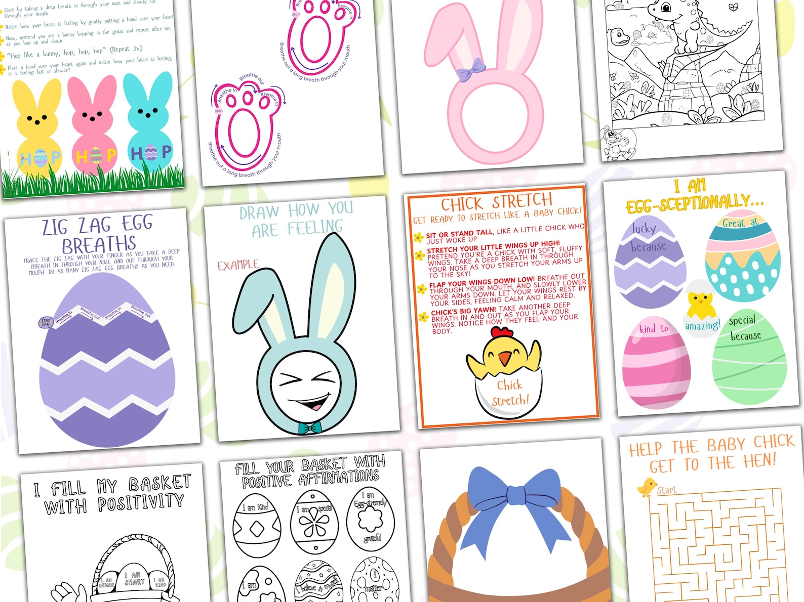 Easter Coping Activity Bundle for Kids-bunny Activities With Coloring ...
