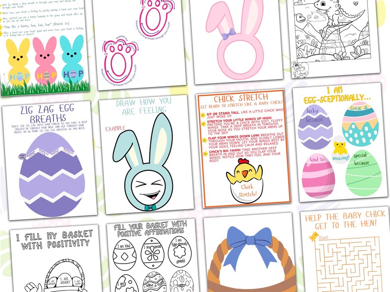 Easter Coping Activity Bundle for Kids-bunny Activities With Coloring ...