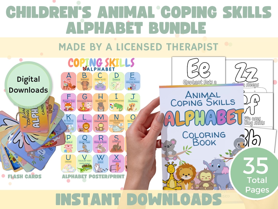 Printable Animal Coping Skills Alphabet Bundle- Poster, Flashcards ...