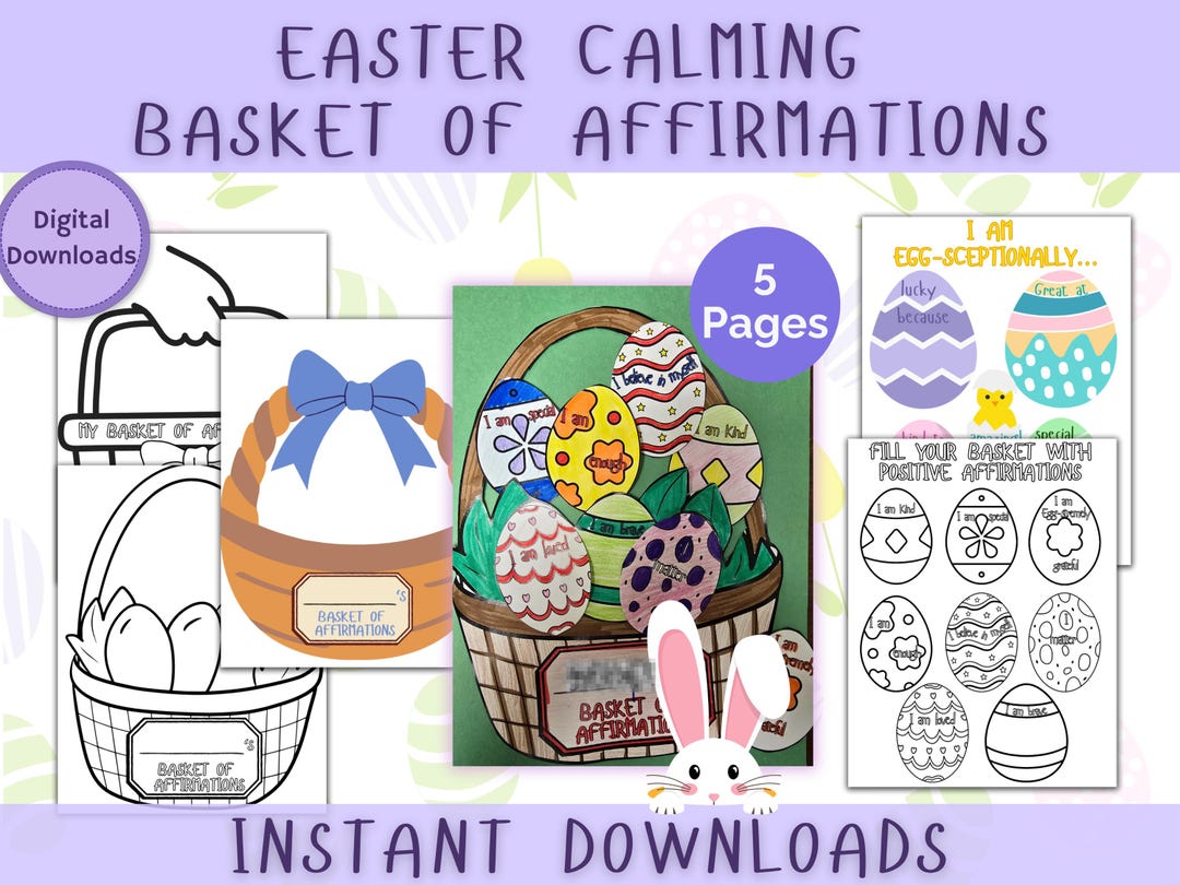 Easter Coping Basket of Positive Affirmations Activity for Kids - Bunny ...