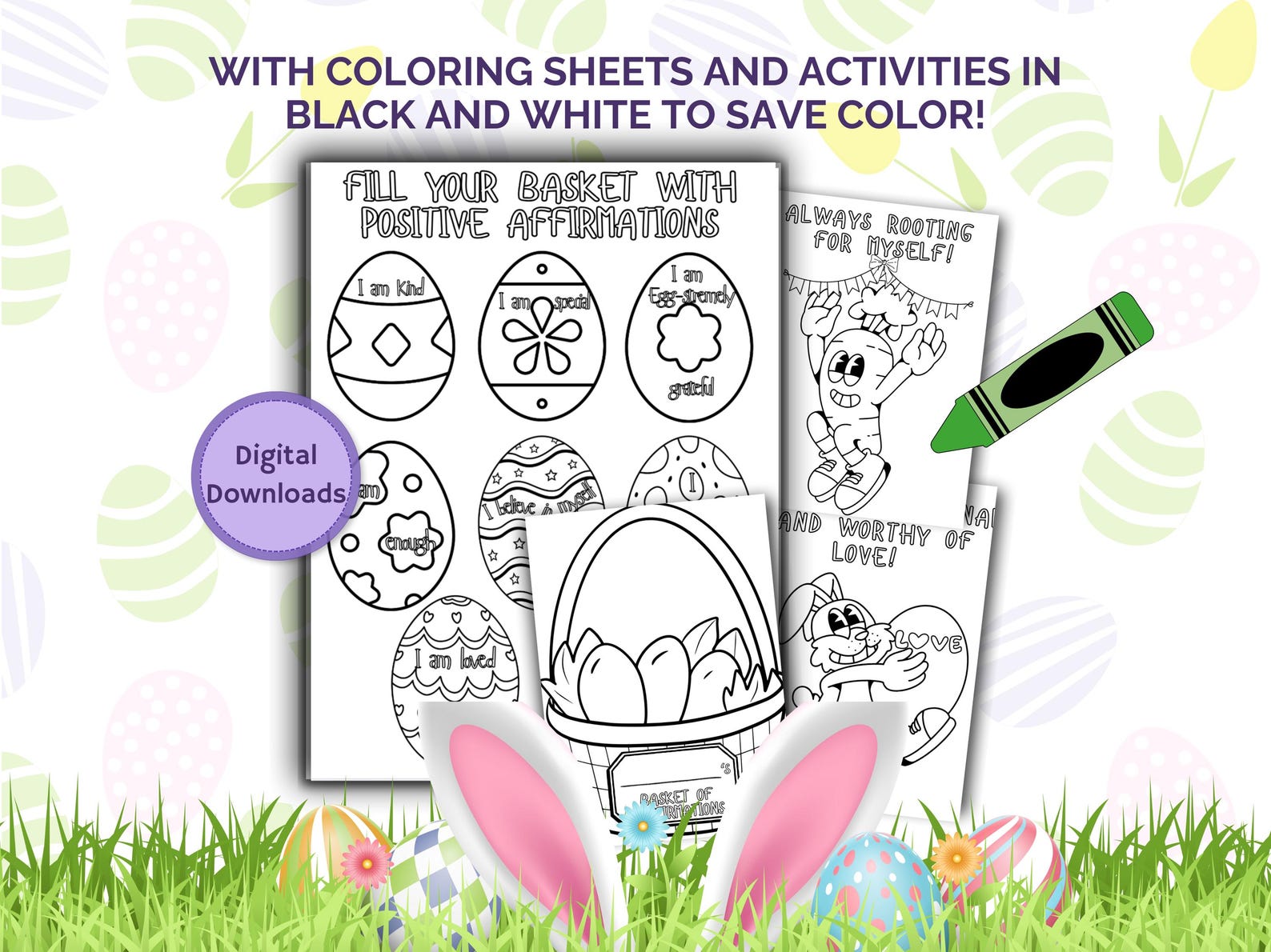 Easter Coping Activity Bundle for Kids-bunny Activities With Coloring ...