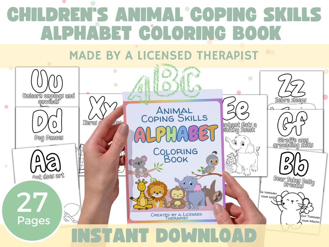 Printable Animal Coping Skills Alphabet Coloring Book - Self Care ...