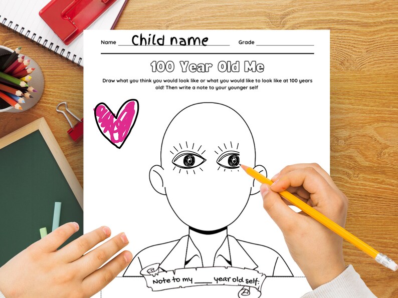 100 Days of School, 100 Year Old Me Activity Worksheet, 100 Days ...