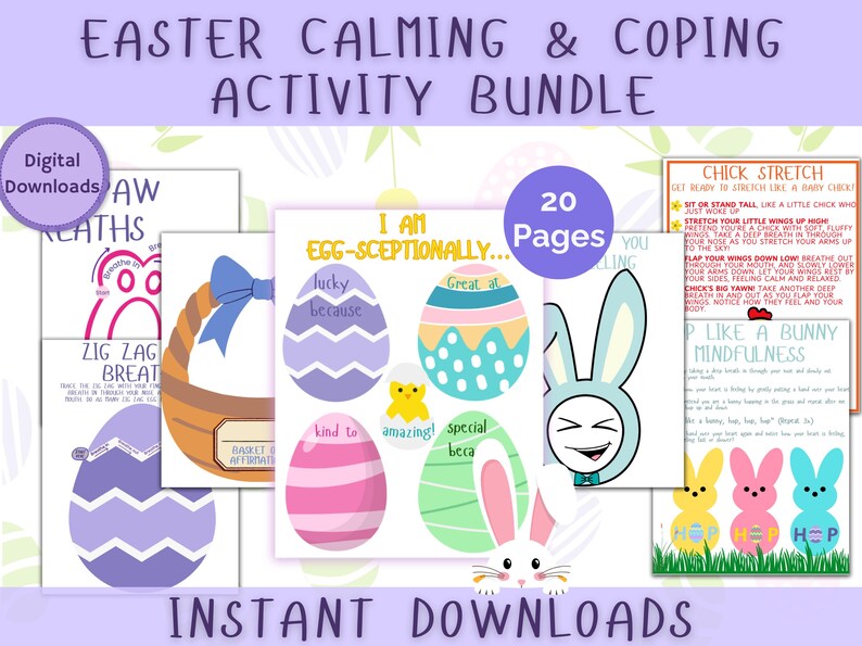 Easter Coping Activity Bundle for Kids-bunny Activities With Coloring ...