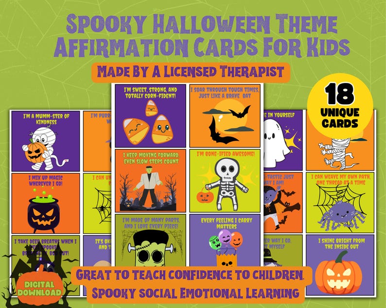 Halloween Affirmation Cards for Kids: Spooky Mindfulness SEL Activity ...