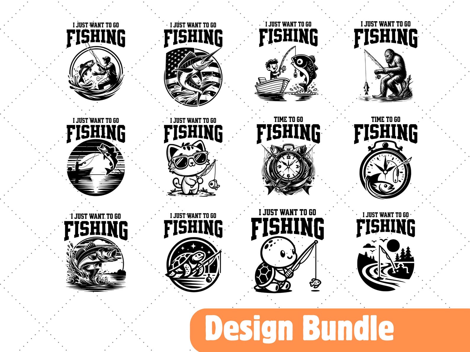 Fishing SVG Clip Art Bundle, SVG and PNG, Fishing Design Bundle - Etsy