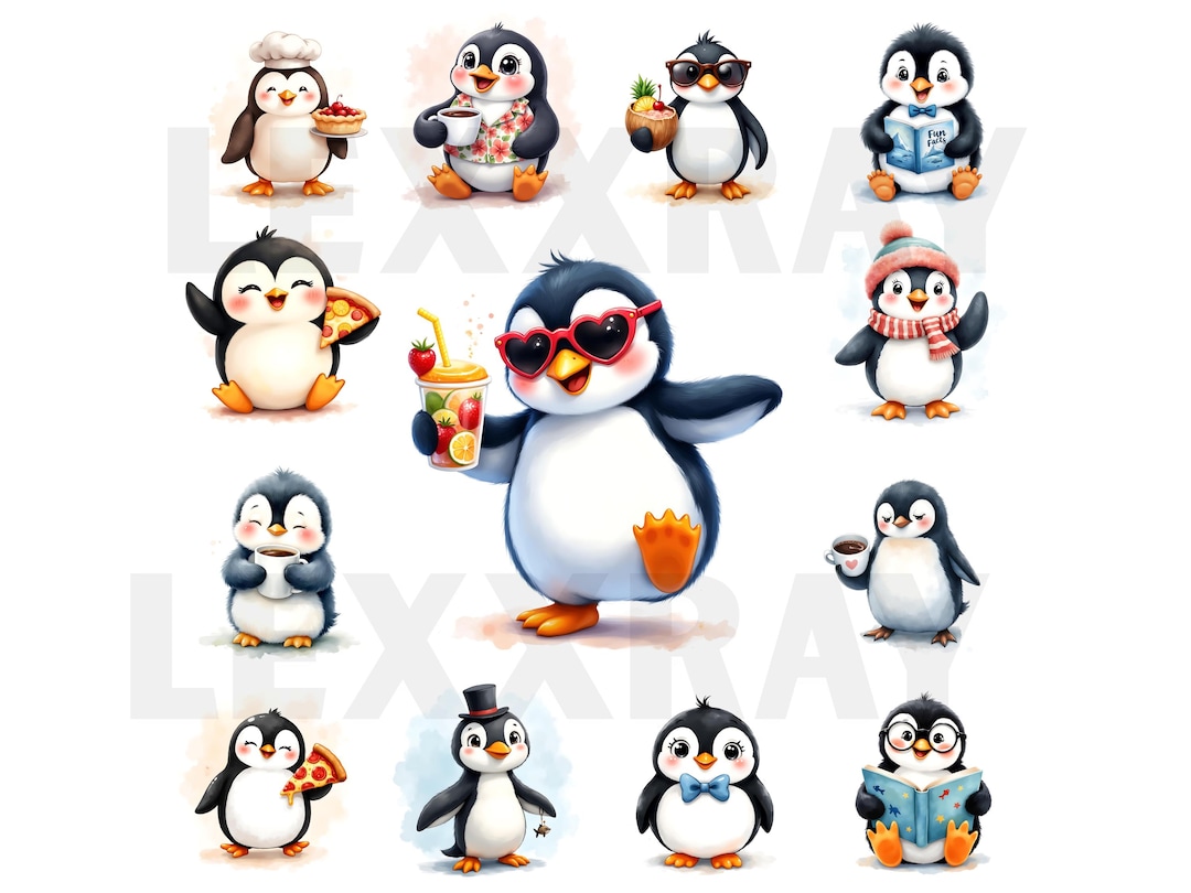 Whimsical Penguin Clipart Bundle | Scrapbooking, Paper Crafts (JPG ...
