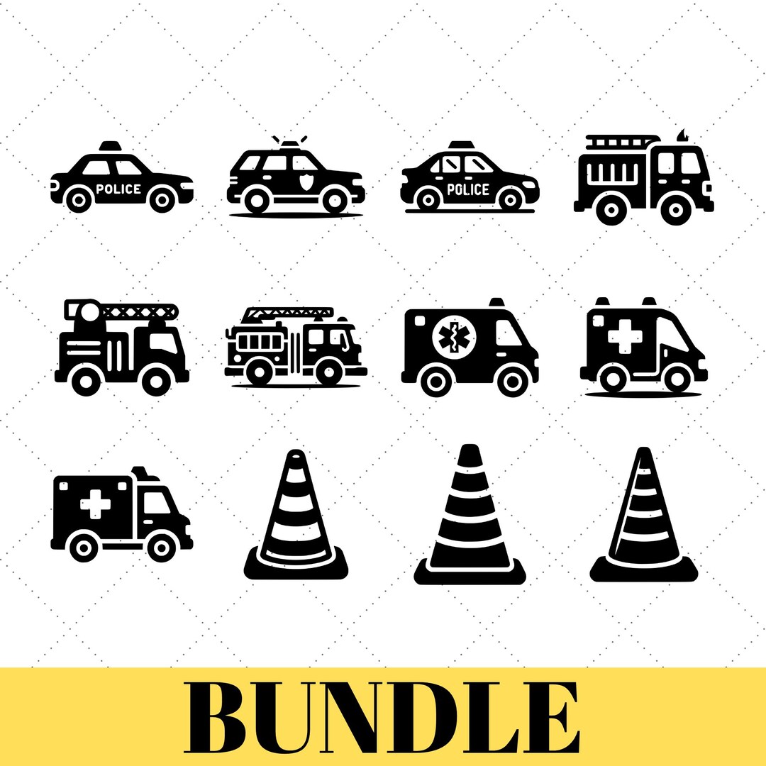 Emergency Vehicle SVG, Fire Truck, Ambulance, Police Car - Etsy