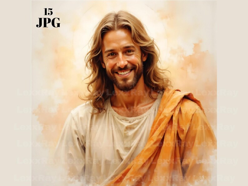 Watercolor Jesus Christ Clipart, Christian JPG Illustrations (digital ...