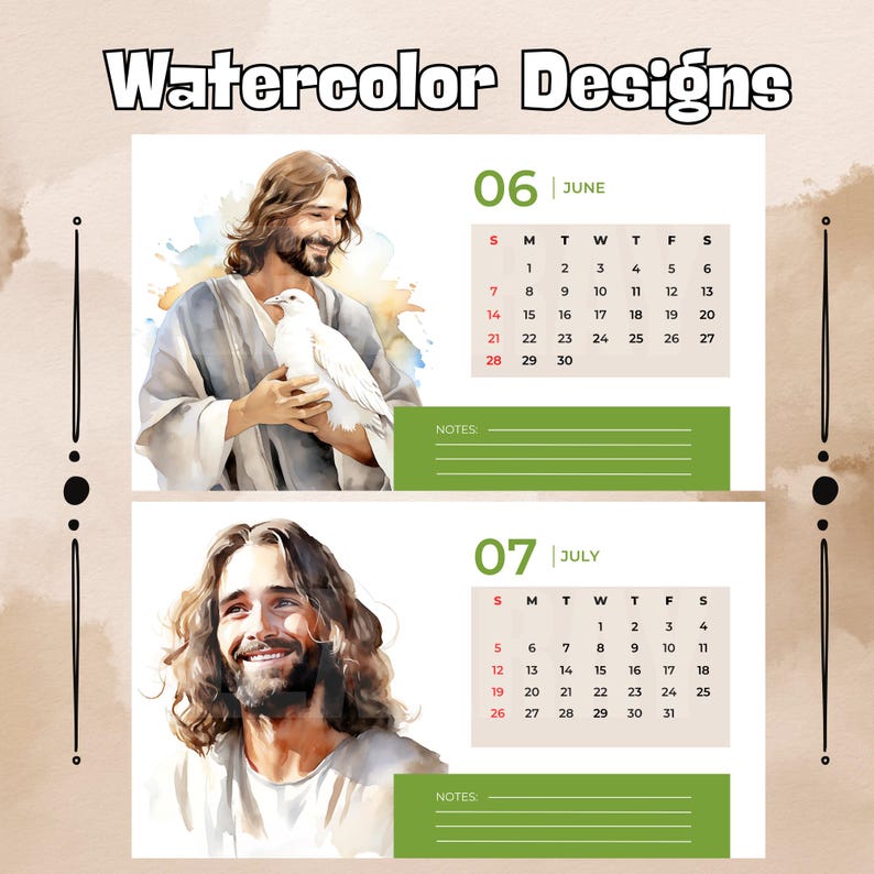 Jesus Calendar 2026 | Inspirational Religious Wall Art | Instant ...