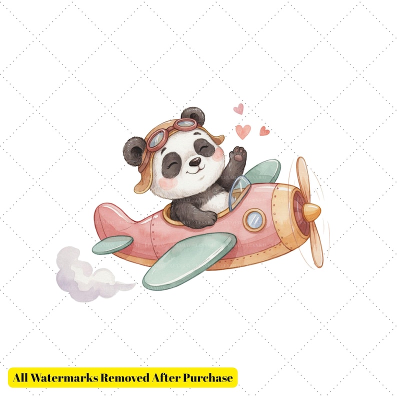 Safari Animals Airplane Clip Art PNG, Watercolor Nursery Animal Plane ...