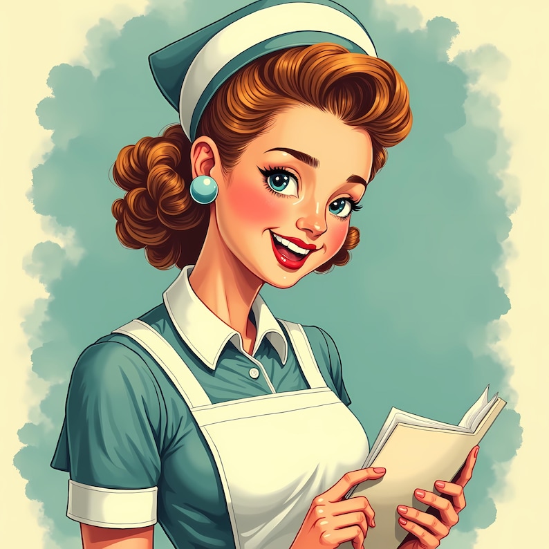 Retro Nurse Watercolor Clipart Bundle, Vintage Medical Graphics - Etsy