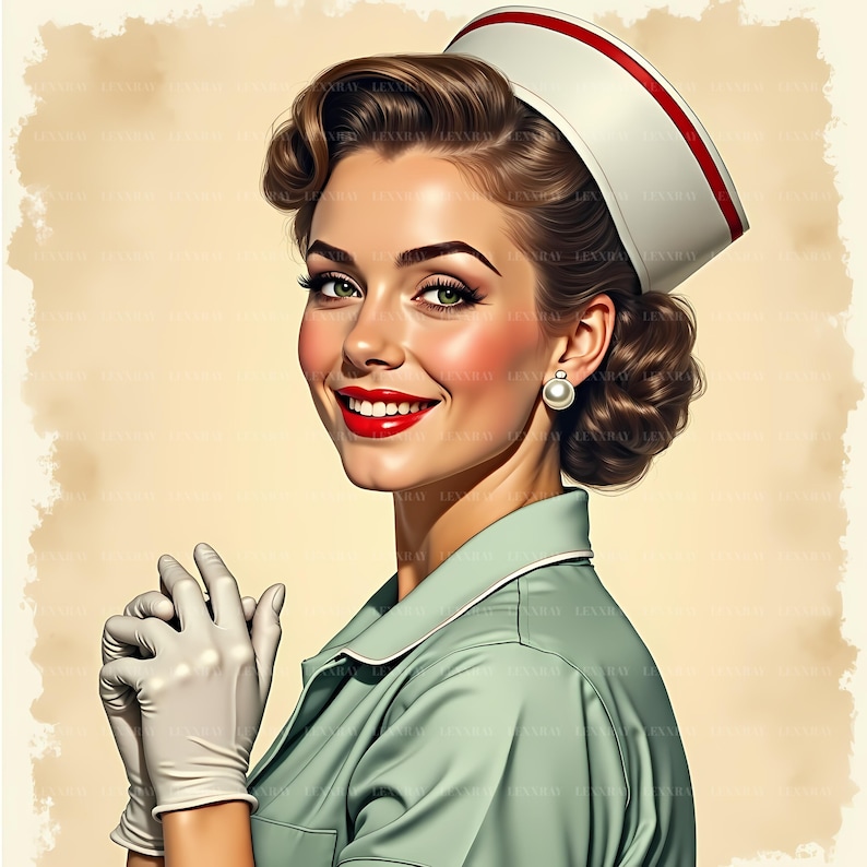Retro Nurse Watercolor Clipart Bundle, Vintage Medical Graphics - Etsy