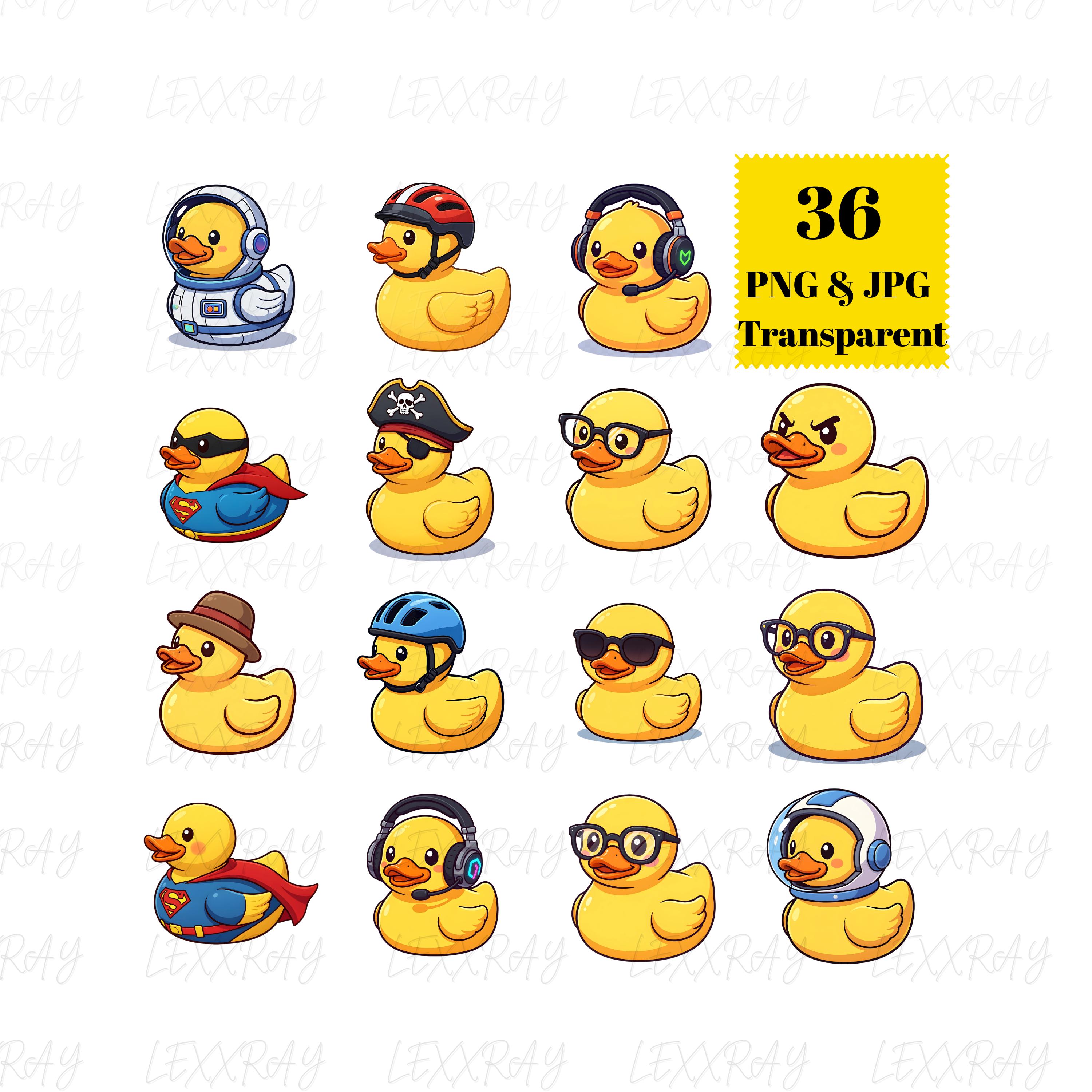 36 Cartoon Rubber Duck PNG JPG Clipart Bundle, Digital Download ...