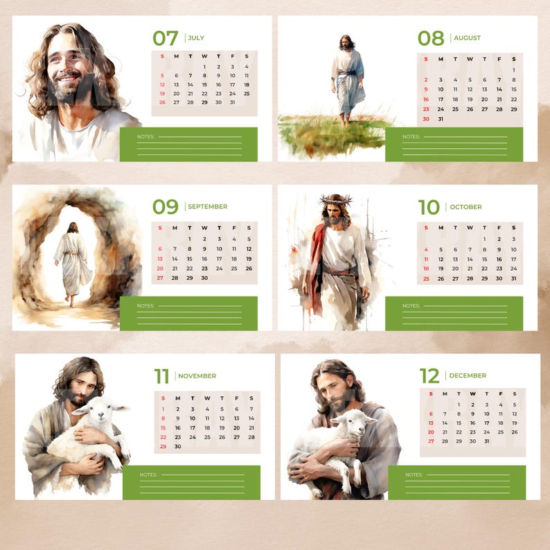 Jesus Calendar 2026 | Inspirational Religious Wall Art | Instant ...