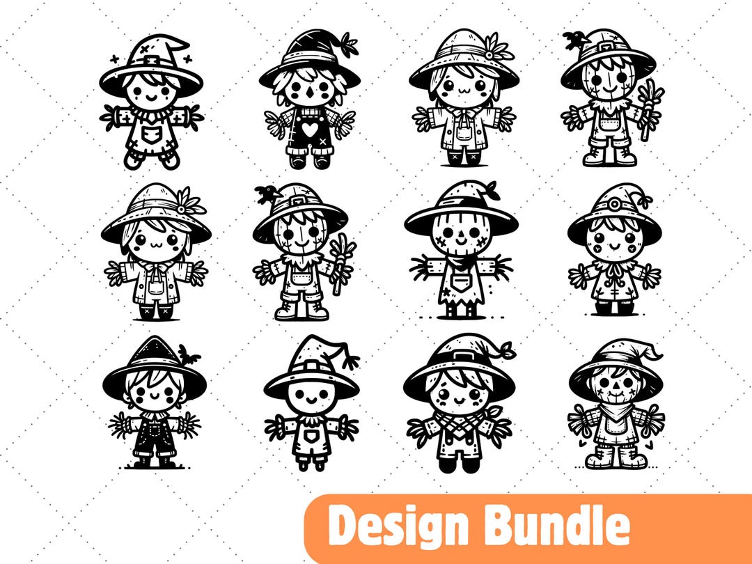 Scarecrow Clipart Bundle: Halloween SVG, PNG (digital Download) - Etsy UK